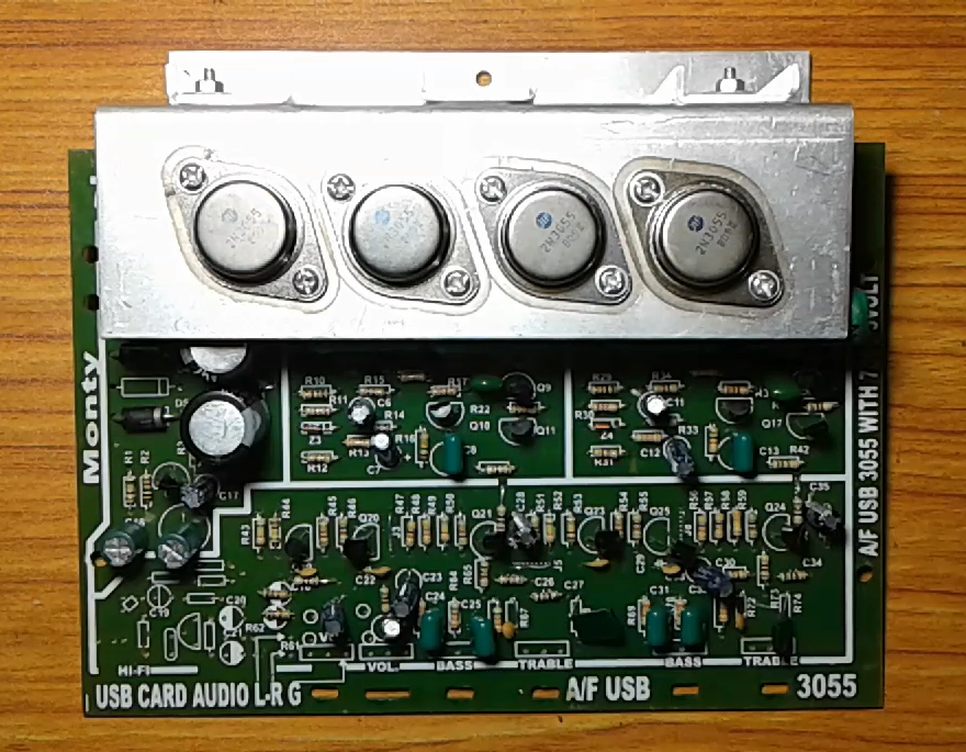 How to wiring 2n3055 transistor amplifier