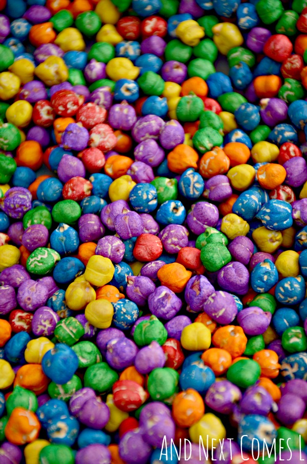Rainbow Chickpeas {How to Dye Dried Chickpeas for Sensory Play} | And ...