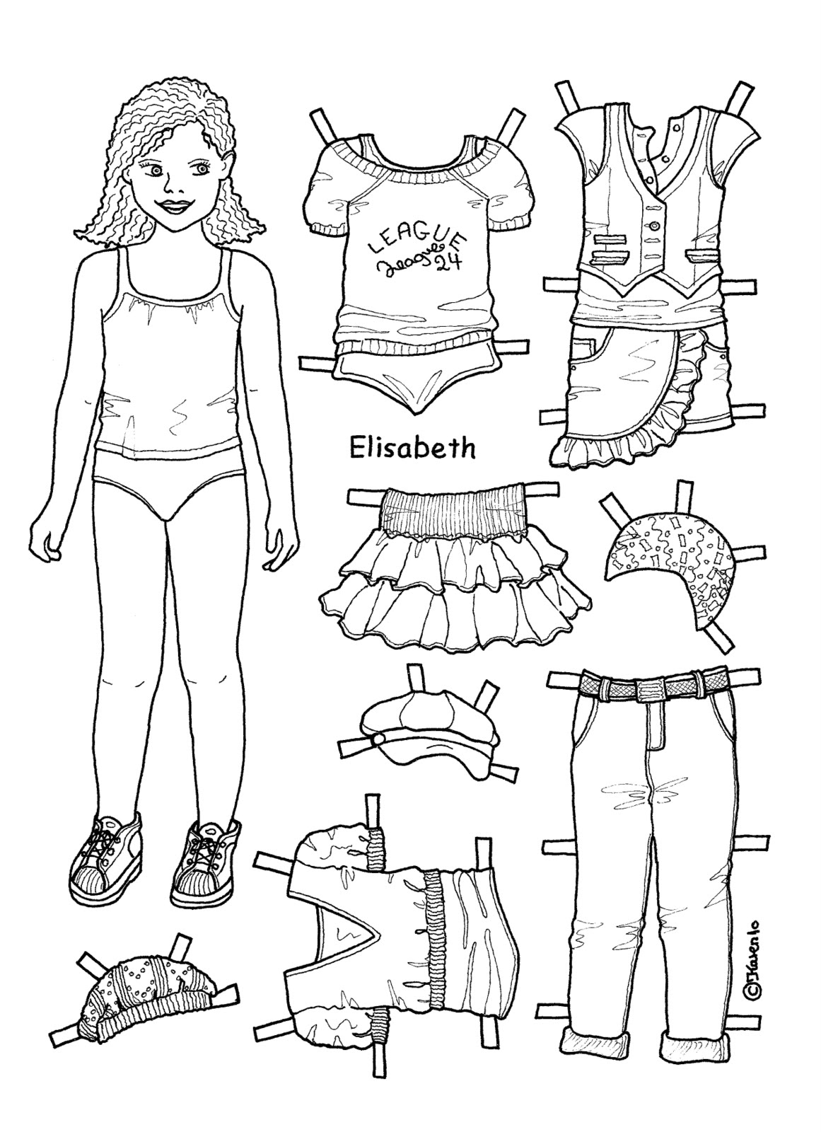 Karen s Paper Dolls Elisabeth 1 4 Paper Doll To Print And Colour Karen s Paper Dolls Elisabeth 1 4 Paper Doll To Print And Colour