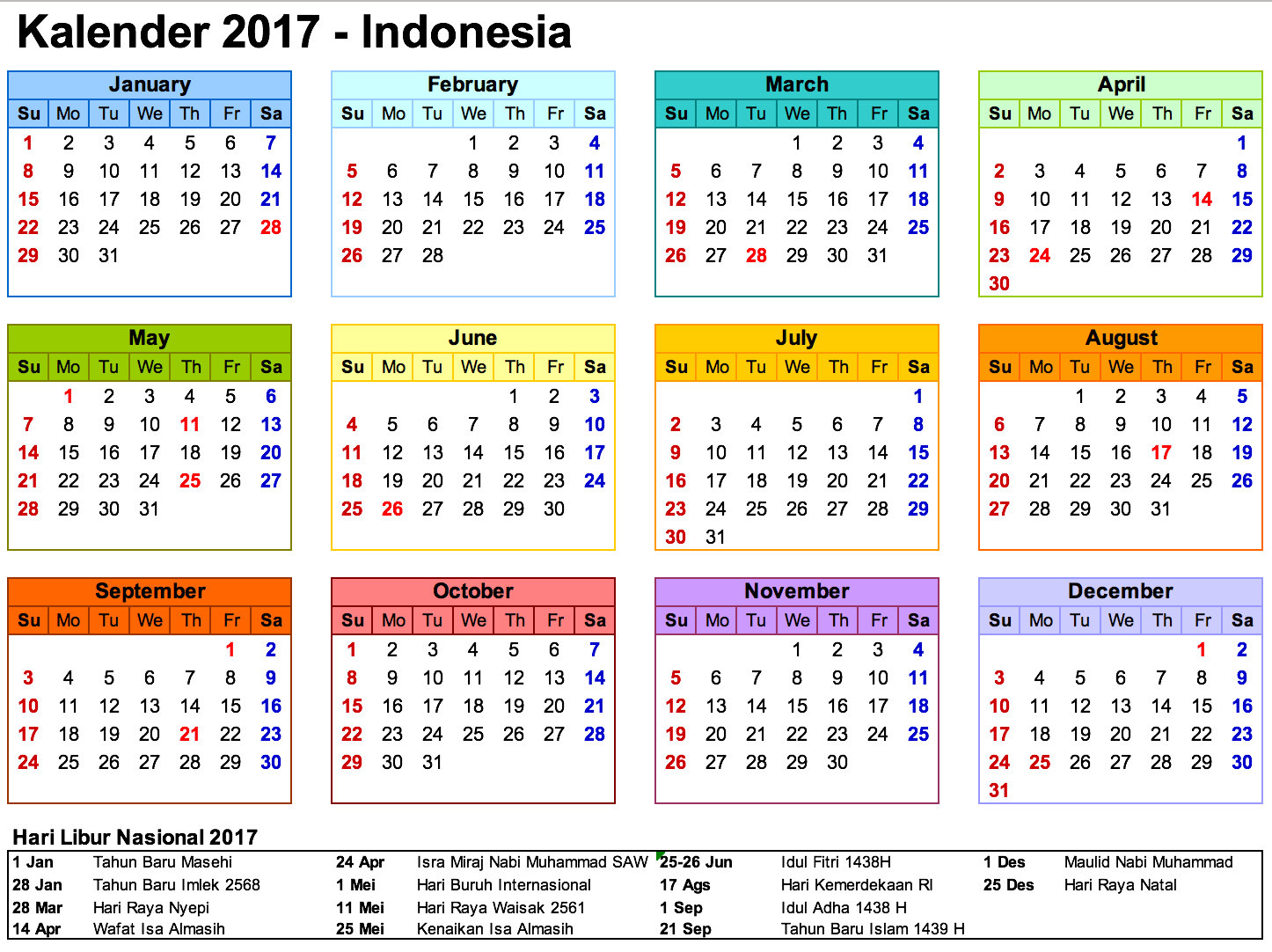 Yulilien: Kalender 2017 - Lengkap dengan Hari Libur Nasional