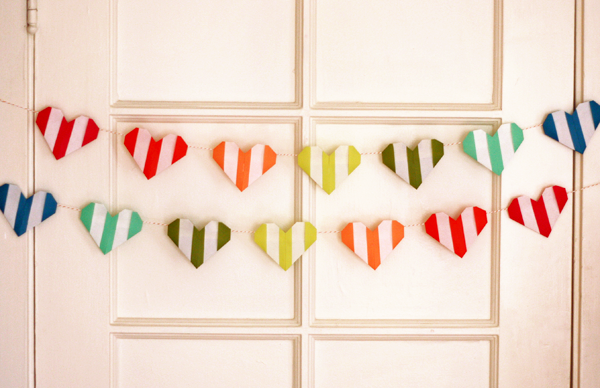 Make a striped origami heart garland | How About Orange