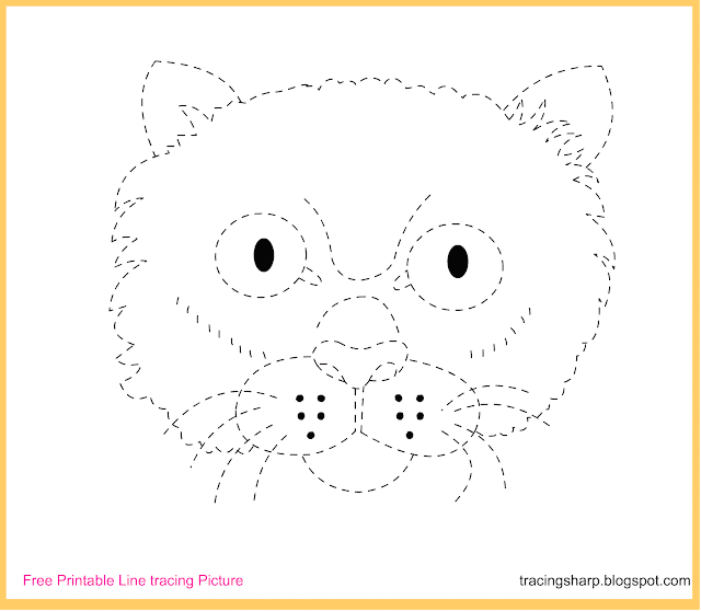 Free Tracing Line Printable: Cat Face Tracing Picture