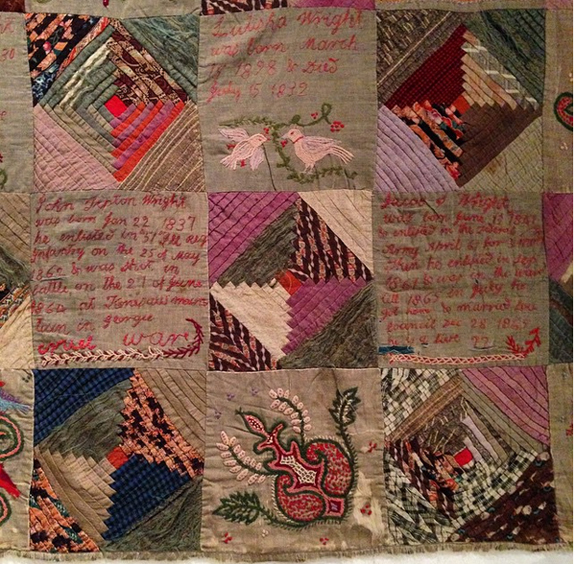 Civil War Quilts: Nancy Wright's Family Record Quilt at the Kansas ...