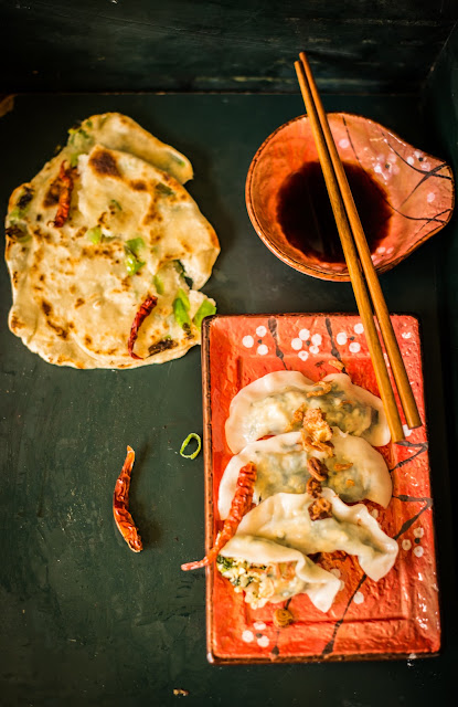 Vegan in Melbourne: Home made Dumplings and Spring onion pancakes.