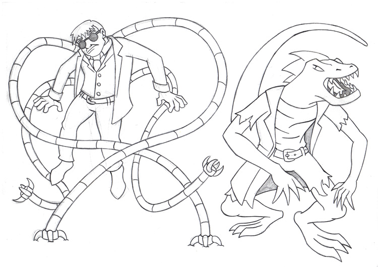 Spiderman Lizard Coloring Page
