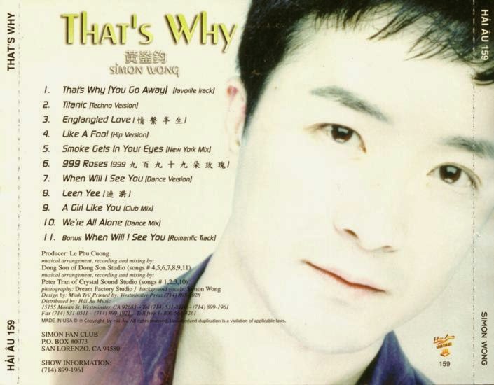 Hải Âu CD 159 - Simon Wong 3 (That's Why) ~ Cover Nhạc Việt