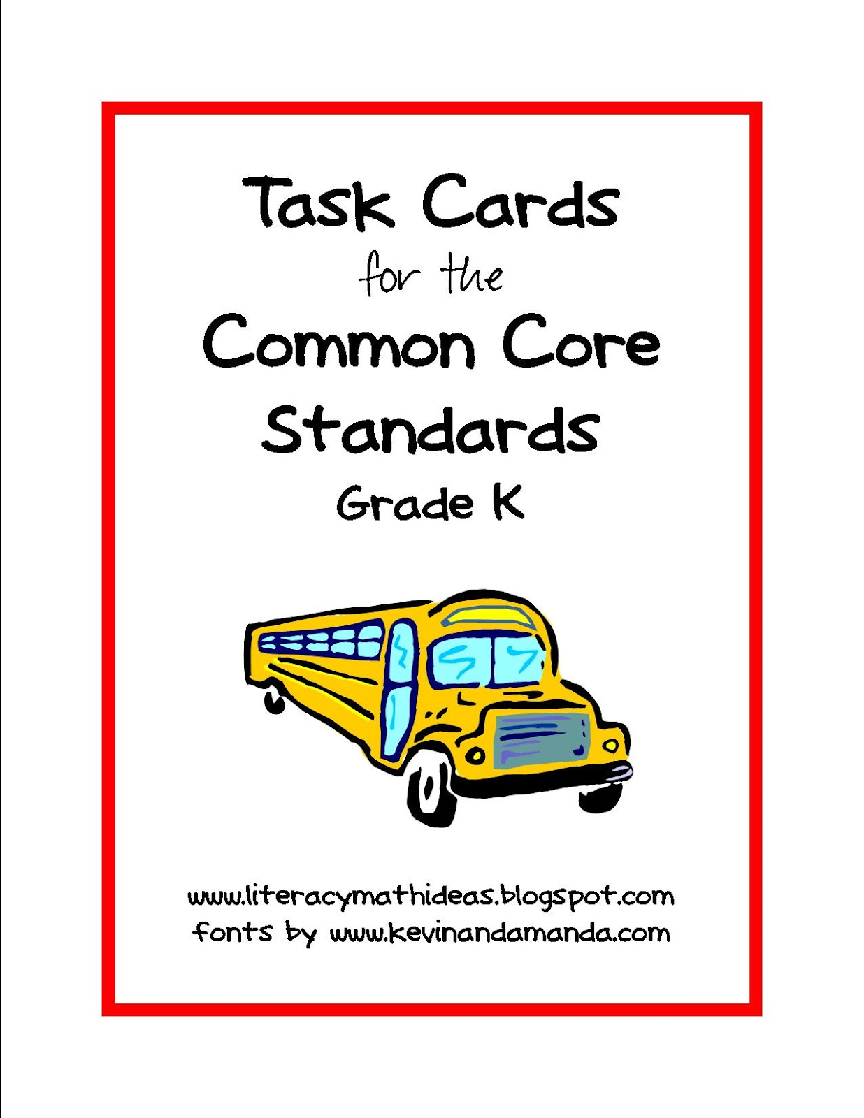 Literacy & Math Ideas: Common Core Standards Task Cards for Each Grade ...