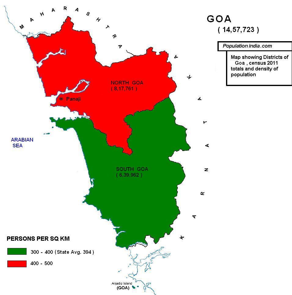 Goa Population Map 2011