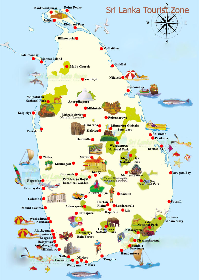 SRI LANKA TOURIST ZONE: Sri Lanka Map