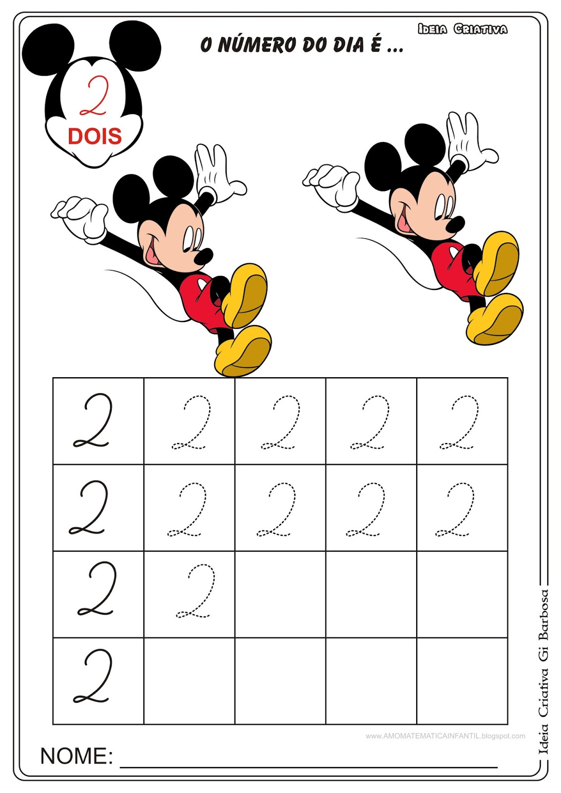 BLOG PROFESSOR ZEZINHO: Atividade Numeral 2 Pontilhado