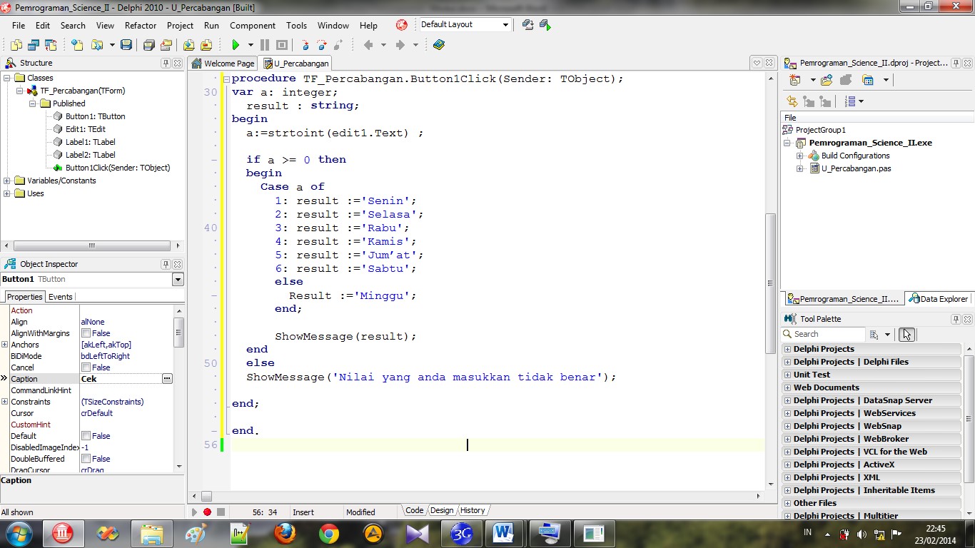 Contoh Program Delphi Percabangan Bersarang | Rahasia Umum