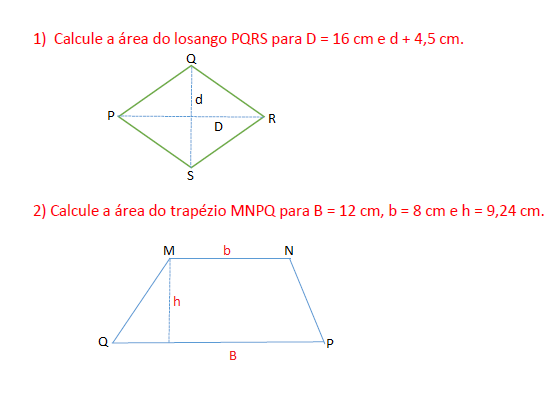 MANIA DE CALCULAR: Exercício sobre área do losango e do trapézio ...