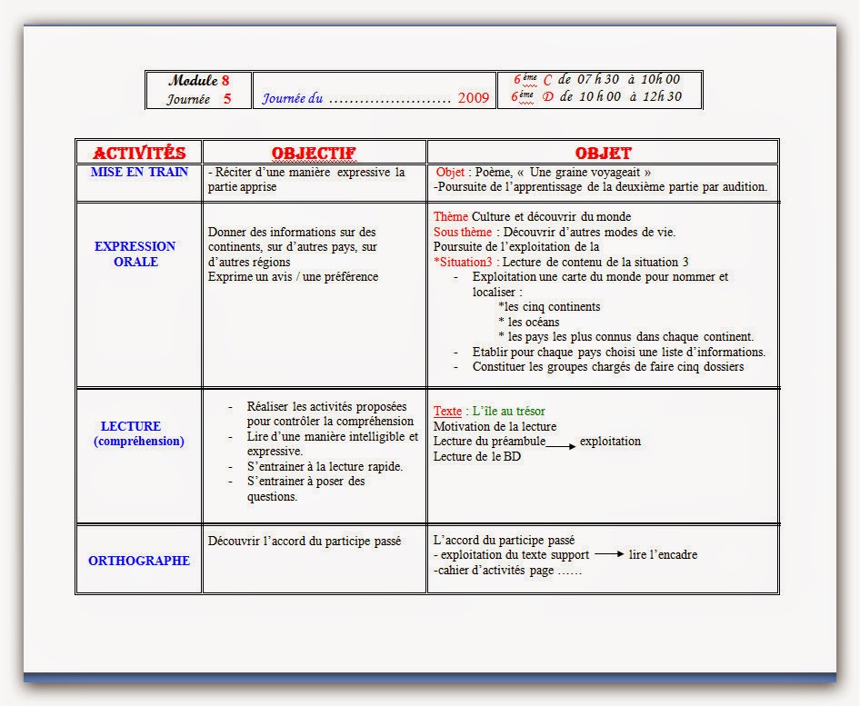 journal de classe 6eme francais tout compris du module 0 a module8 ...