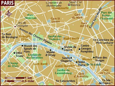 france: Tourist Map of Paris City