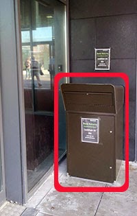New Book Return Box located outside the library doors