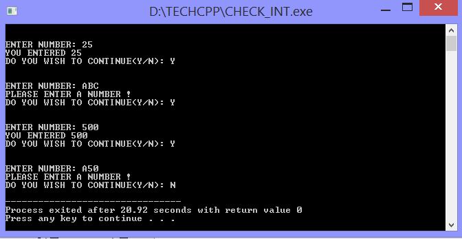 C++ Program to check whether user has entered integer data or not ...