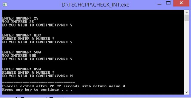 C Program To Check Whether User Has Entered Integer Data Or Not