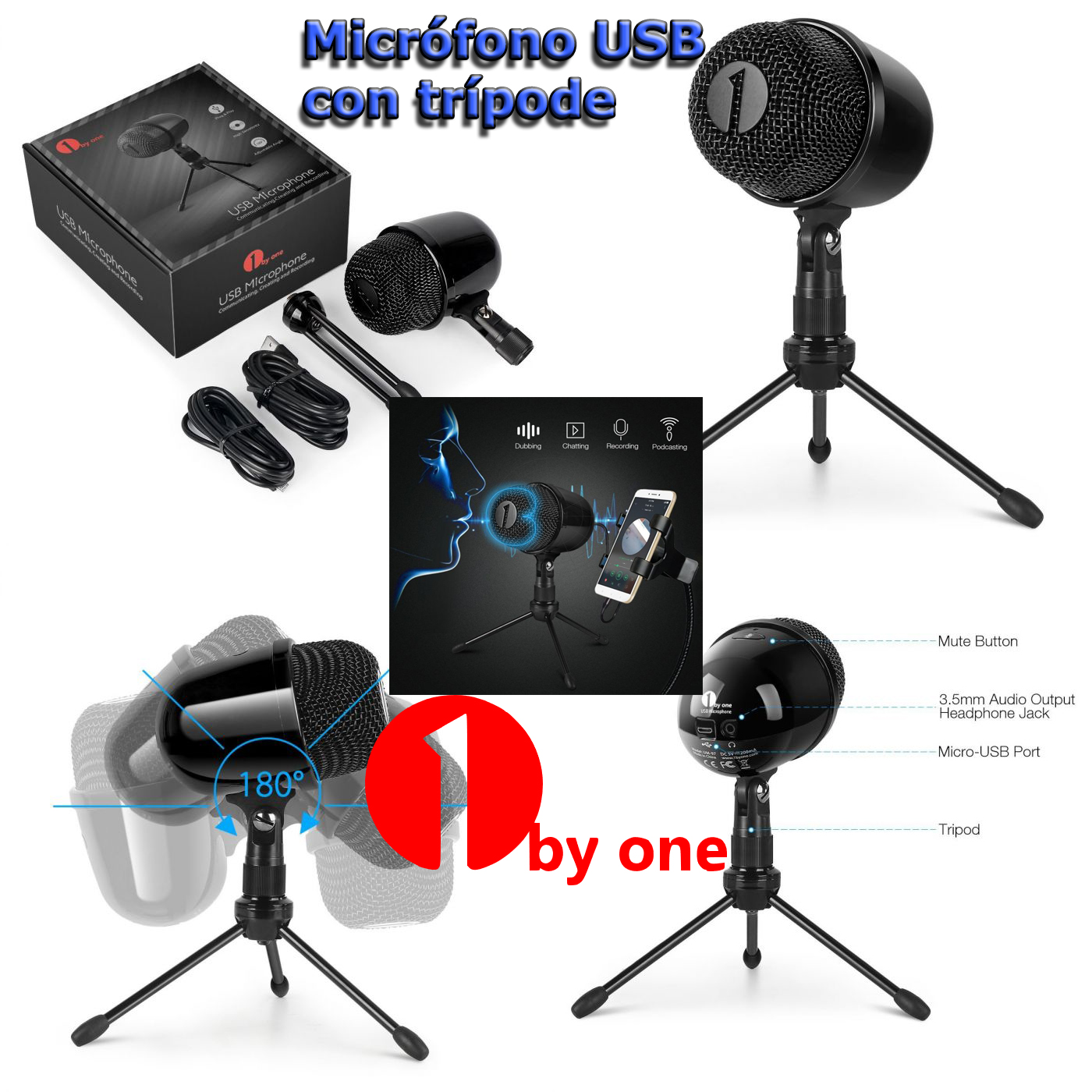 Tecno Asiático: Micrófono USB con trípode y botón silenciador con LED ...