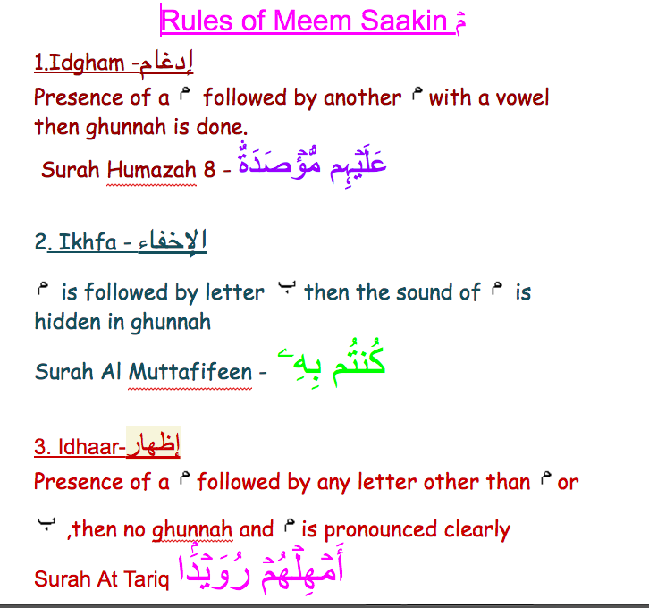 Basic Tajweed - Meem Sakin Rules