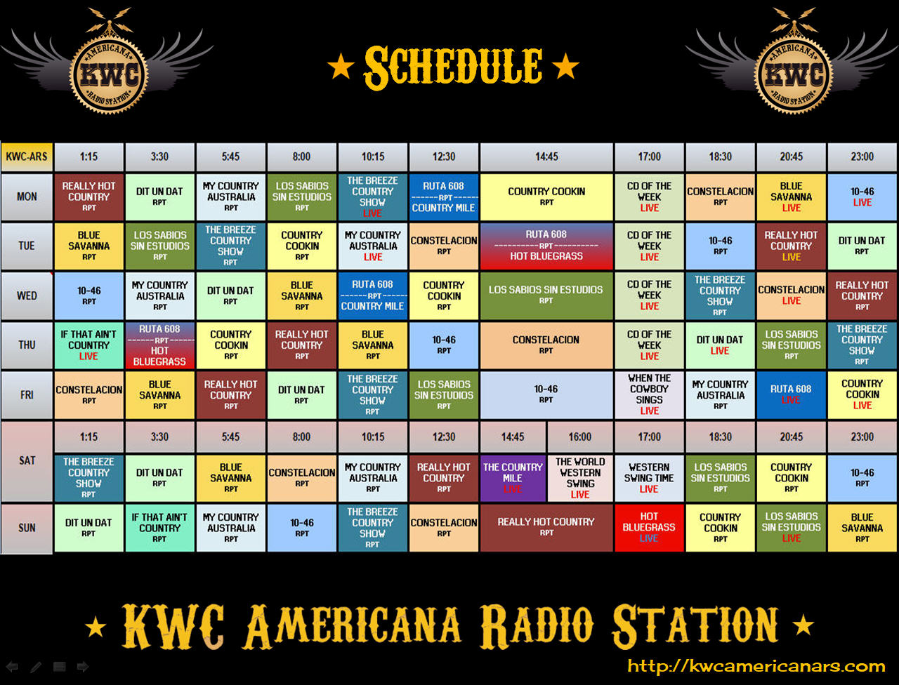 KWC Americana Radio Station: NEW SCHEDULE