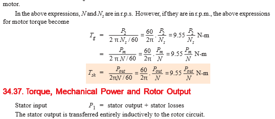 Gross Torque developed by a Three phase Induction motor