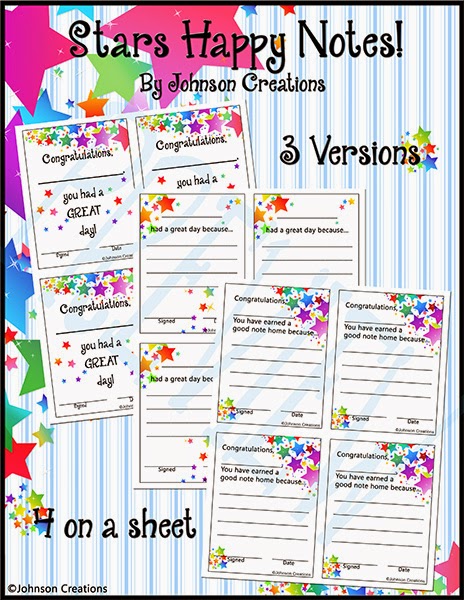 Johnson Creations: Stars Happy Notes