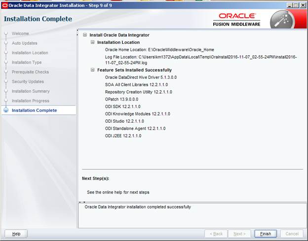 Step by Step on Oracle Data Integrator 12C Installation