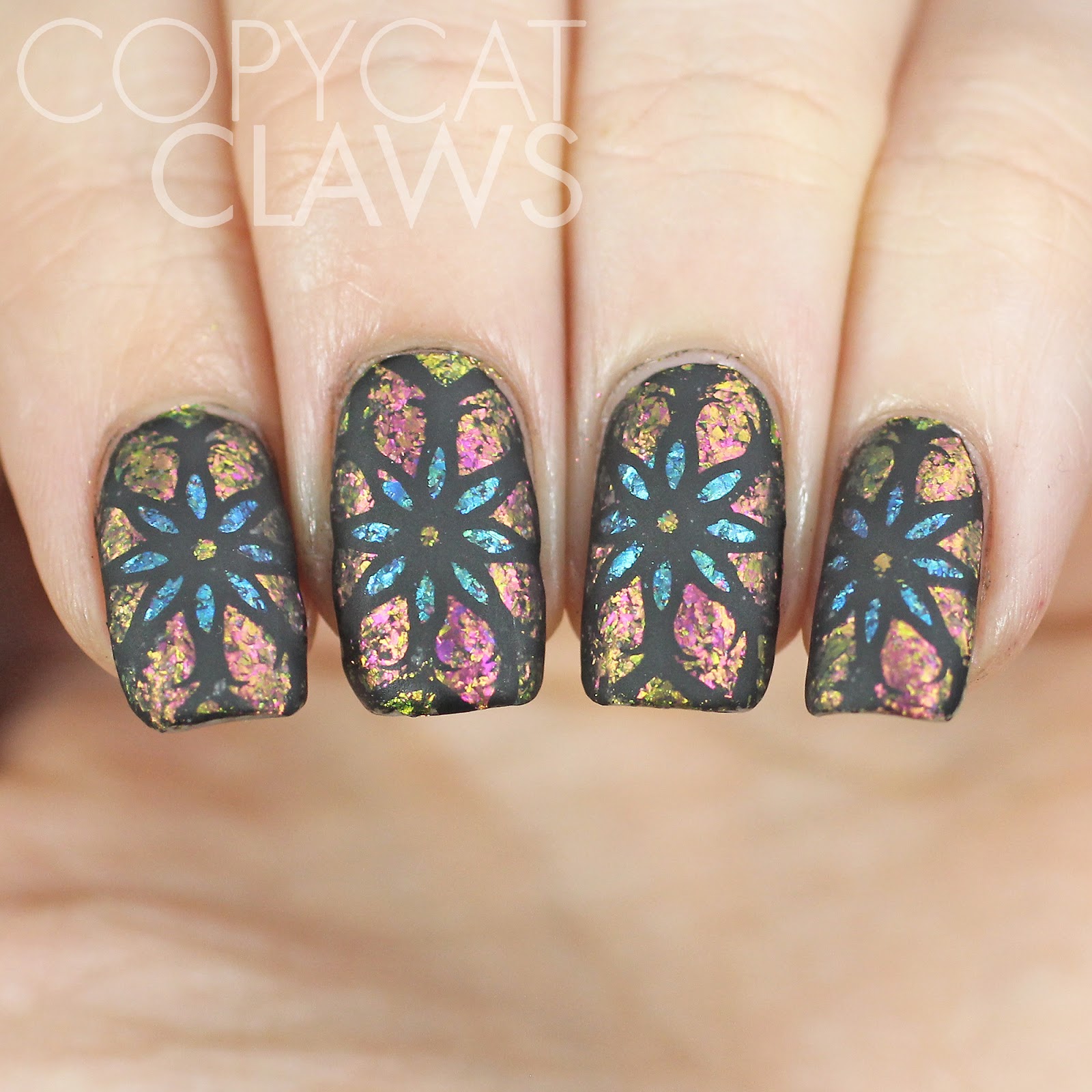 Copycat Claws: Stained Glass Flowers with ILNP Flakies