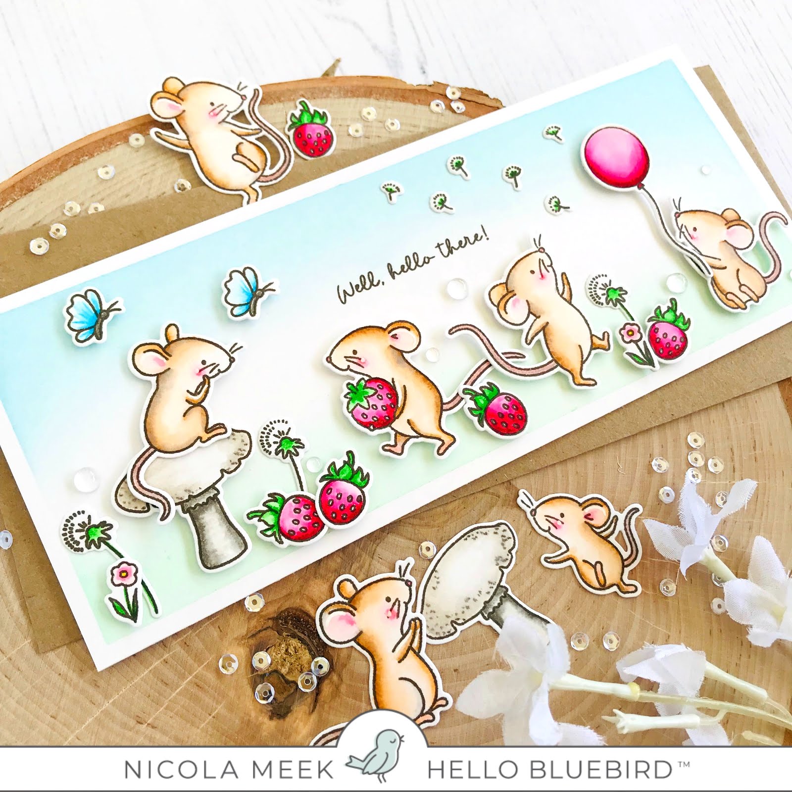 Nicky Noo Cards: Field Mice - Hello Bluebird Stamps