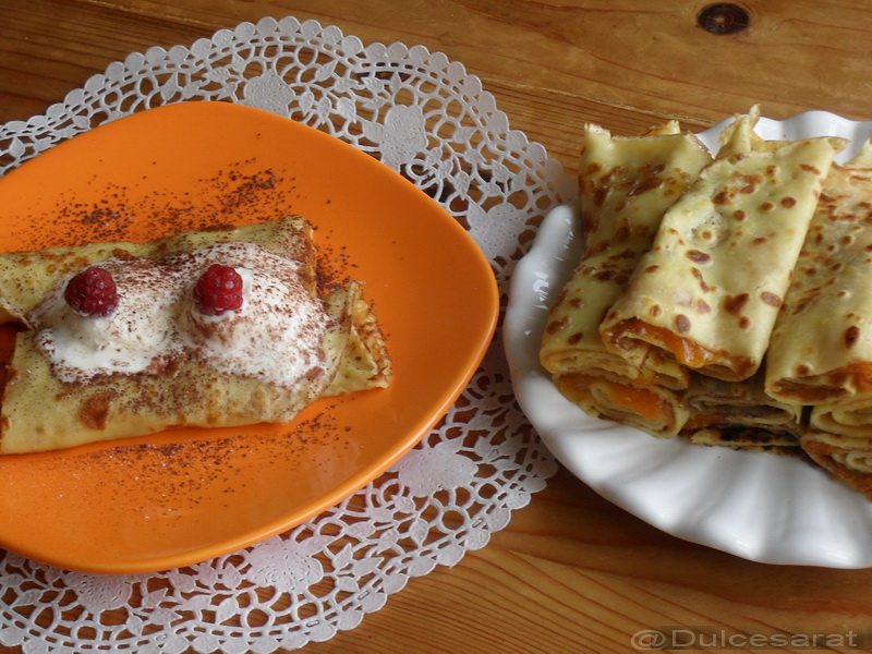 Clatite cu finetti sau dulceata de caise cu inghetata in tigaia Fissler