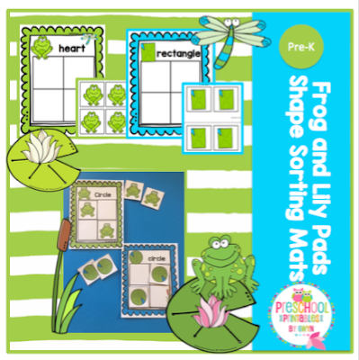 Frog and Lily Pads Shape Sorting Mats ~ Preschool Printables