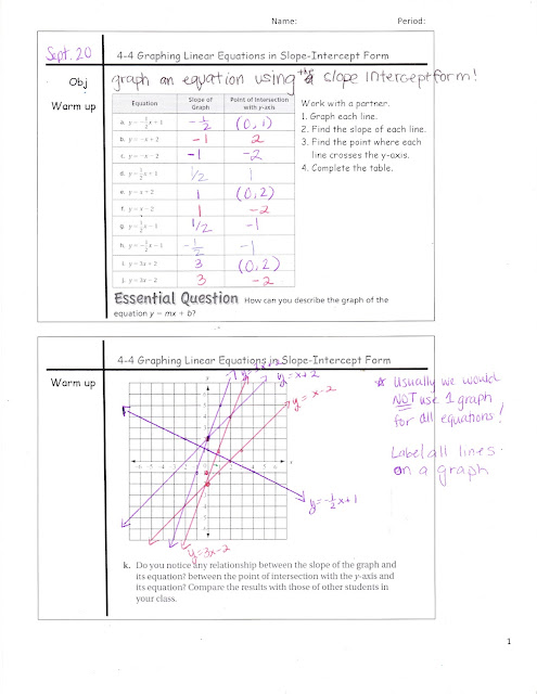 Ms. Jean's ACCEL 7 Blog: 4-4 Graphing Linear Equations in Slope ...