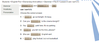 Ejercicios con can y can't.-Inglés fácil para primaria