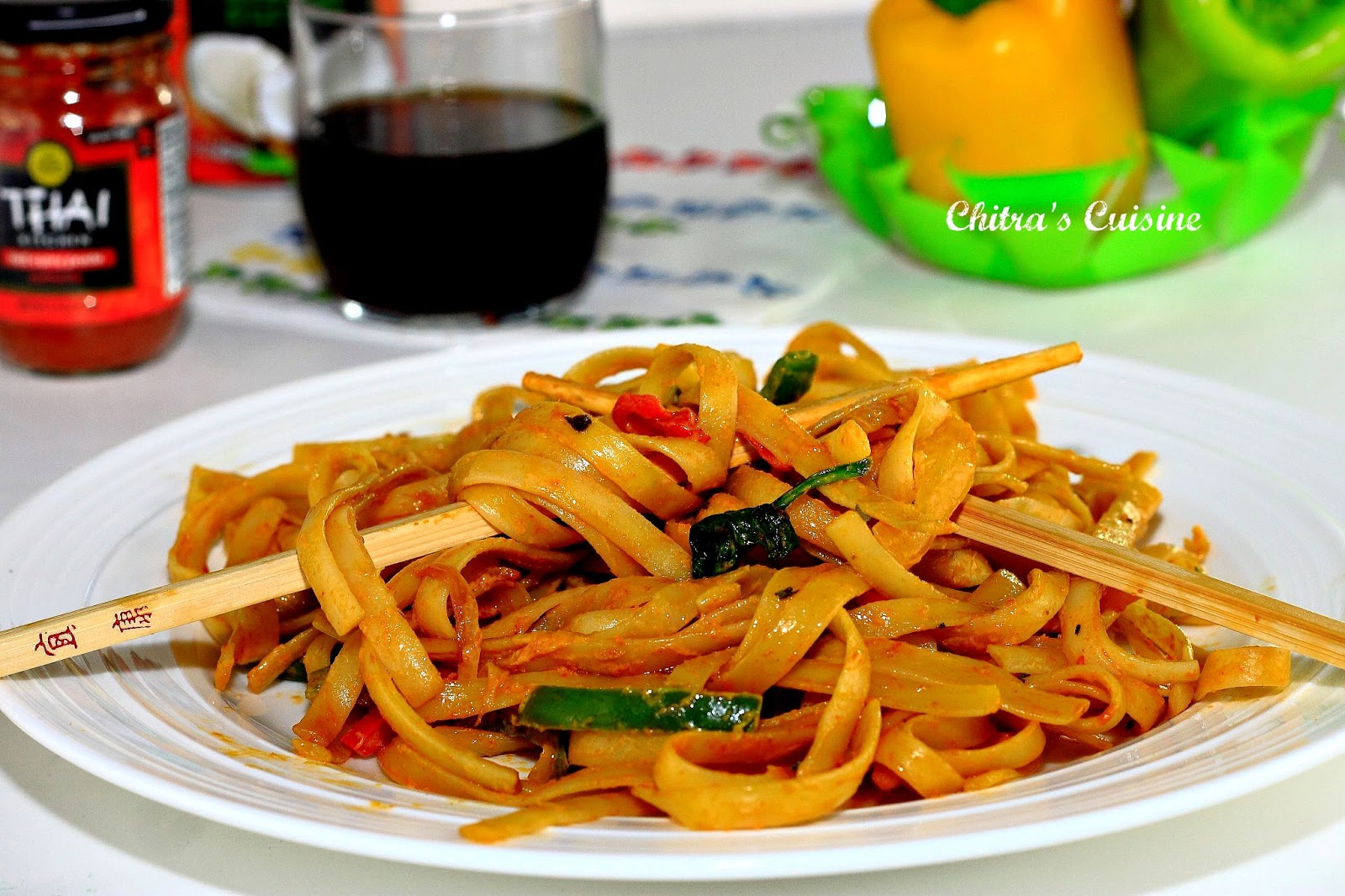 Chitra's Cuisine: Linguine Pasta with Vegetables and Creamy Coconut Milk