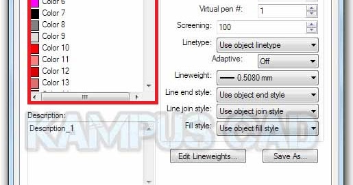 CARA MENCETAK GAMBAR AUTOCAD DENGAN WARNA TERTENTU