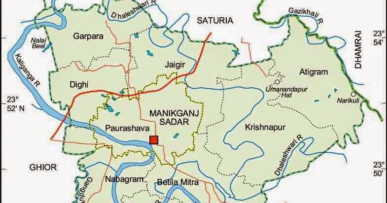 Manikganj Sadar Upazila Map, Manikganj, Bangladesh