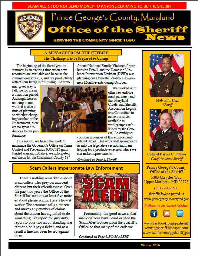 PRINCE GEORGE'S COUNTY OFFICE OF THE SHERIFF: Sheriff's Office ...