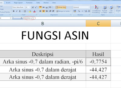 Cara Membuat Fungsi ASIN dan ASINH dalam Microsoft Excel | Excel