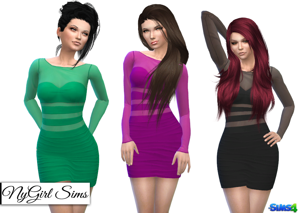 NyGirl Sims 4: Sheer Sleeved Cutout Mini Dress