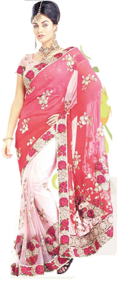 TELUGU WEB WORLD: light rose with red combination saree having rose ...