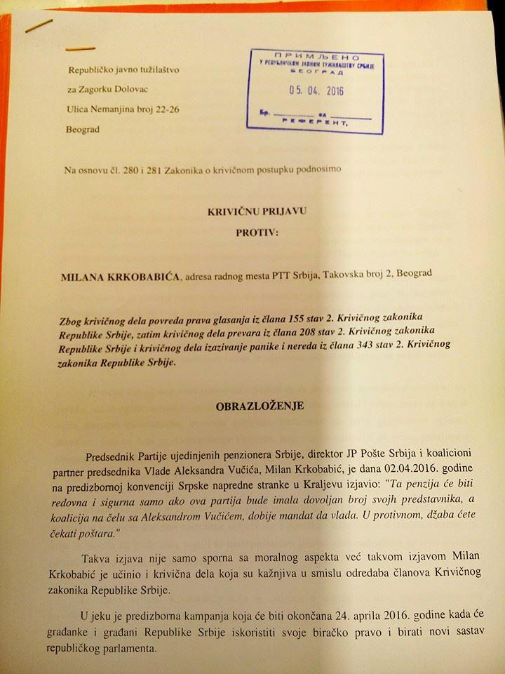 GRAĐANSKI KRUG: Krivična prijava protiv Krkovučibabića