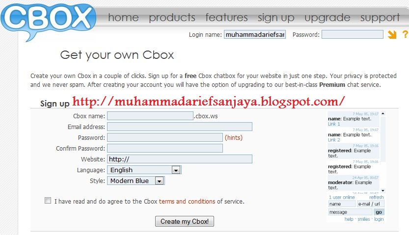 Cara Memasang Chat / Kotak Chatting Cbox Pada Blog | MUHAMMAD ARIEF SANJAYA