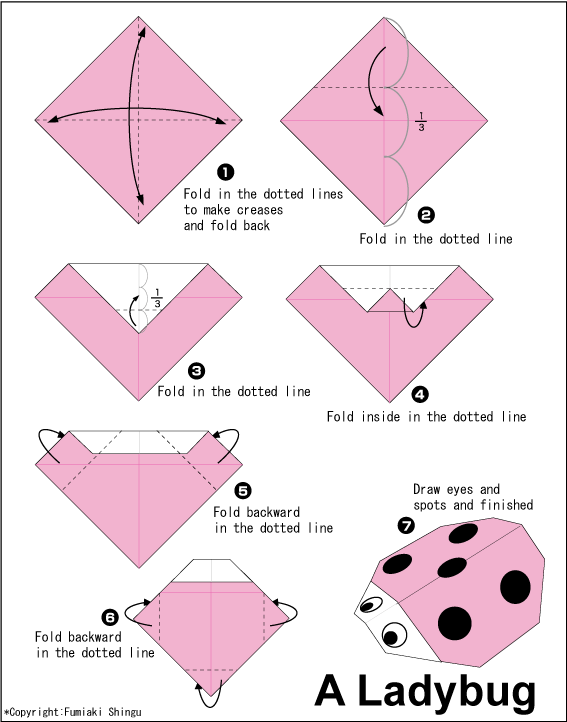 Ladybug - Easy Origami instructions For Kids