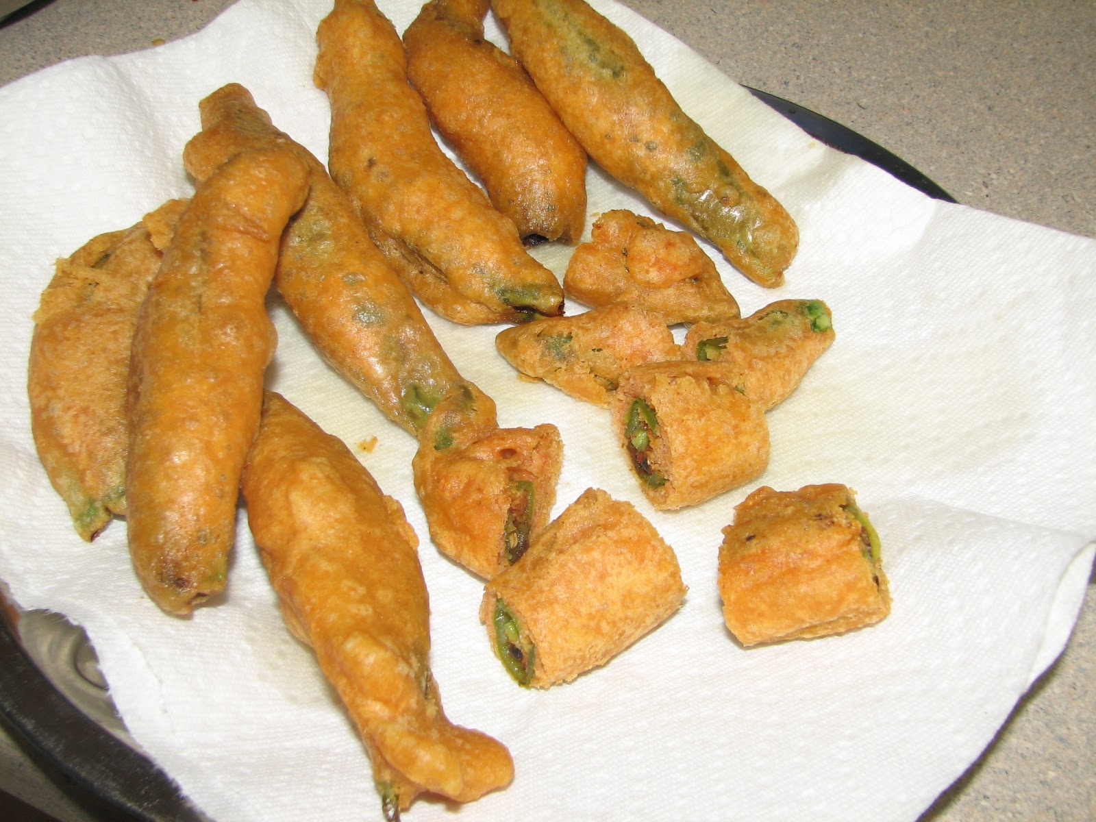 Cut Mirchi / Mirapakaya Bajji - From Sushma's Kitchen