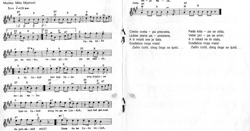 NOTE | DOMACE I STRANE: SVAĐALICE MOJE MALA NOTE AKORDI TEKST