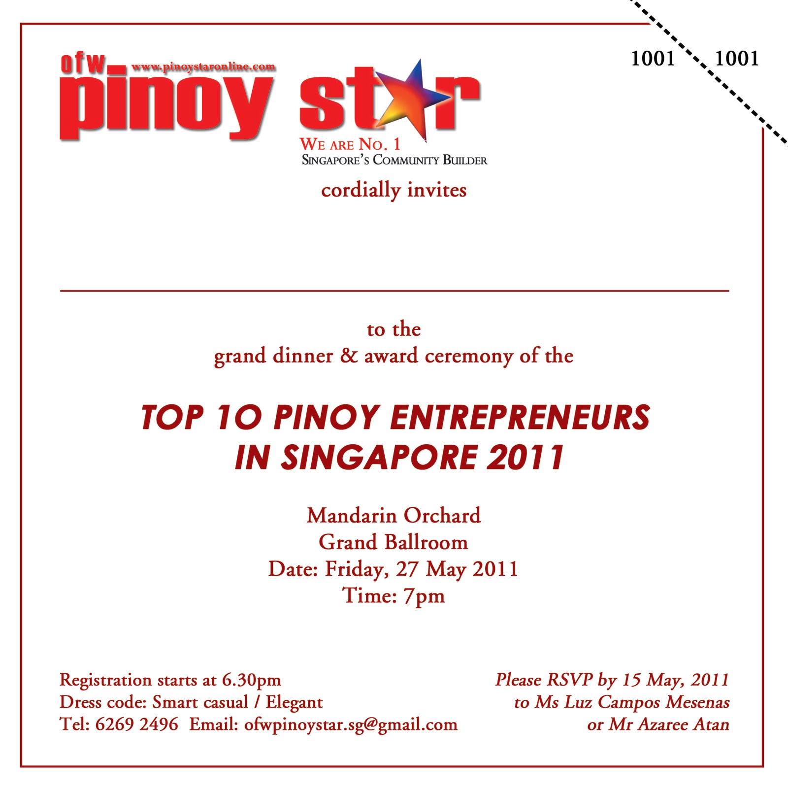 OFW Pinoy Star | Singapore' No.1 Filipino Community Builder: INVITATION ...