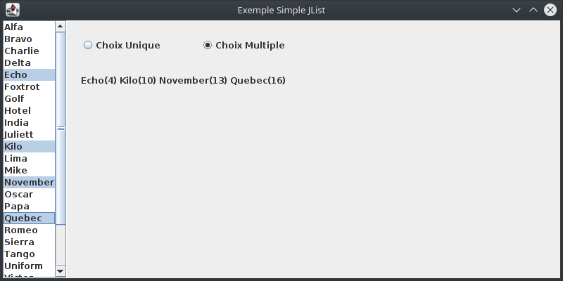 Codes Simples: JList (2) : Exemple avec écouteur (Listener) sur la ...