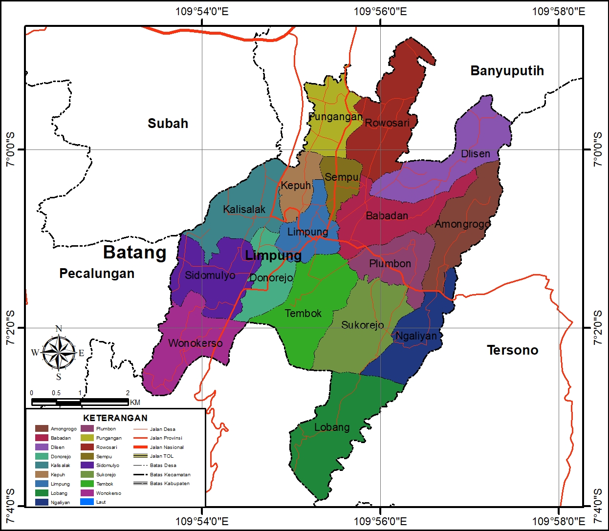 Peta Administrasi Kecamatan Limpung, Kabupaten Batang ~ NeededThing