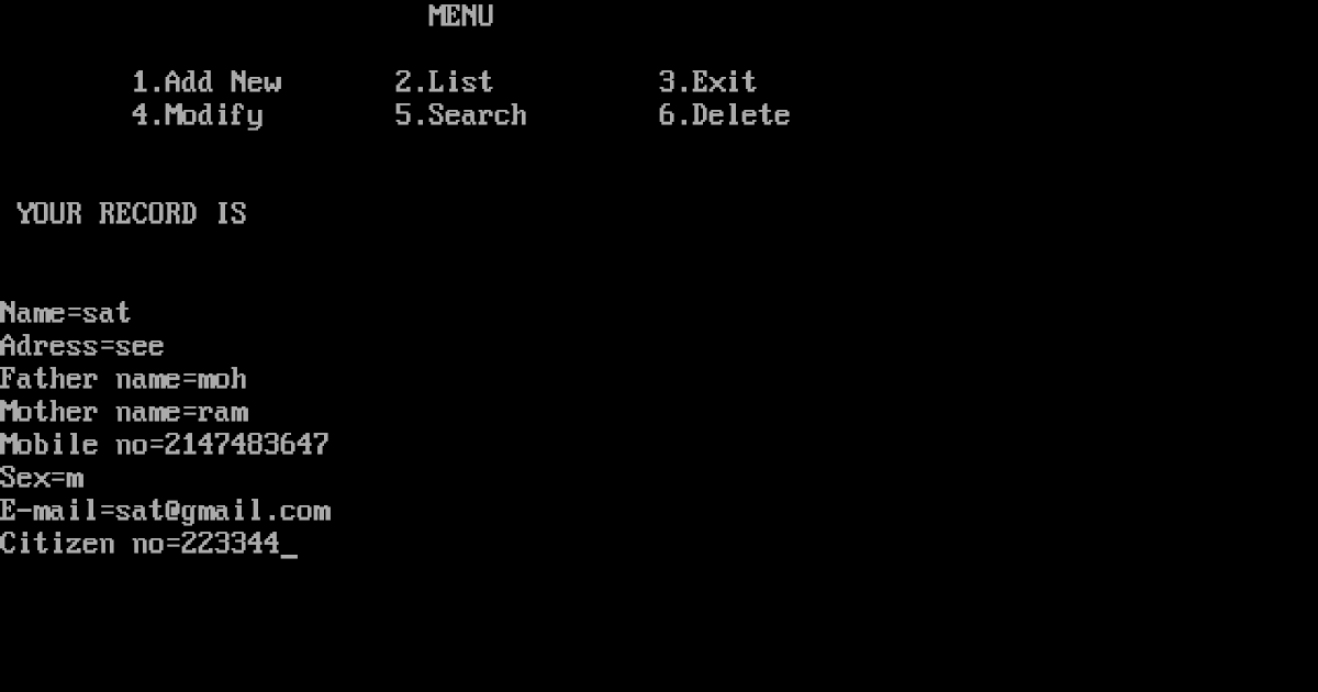 C Language Phonebook Using C Program