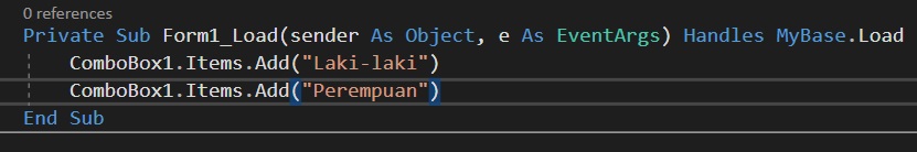 MEMBUAT COMBOBOX / DROPDOWN TANPA DATABASE ~ Panduan Pemrograman Visual Basic